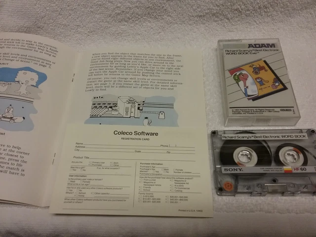 COLECO ADAM RICHARD Scarry's Word Book Data Pack & Manual £17.93 ...