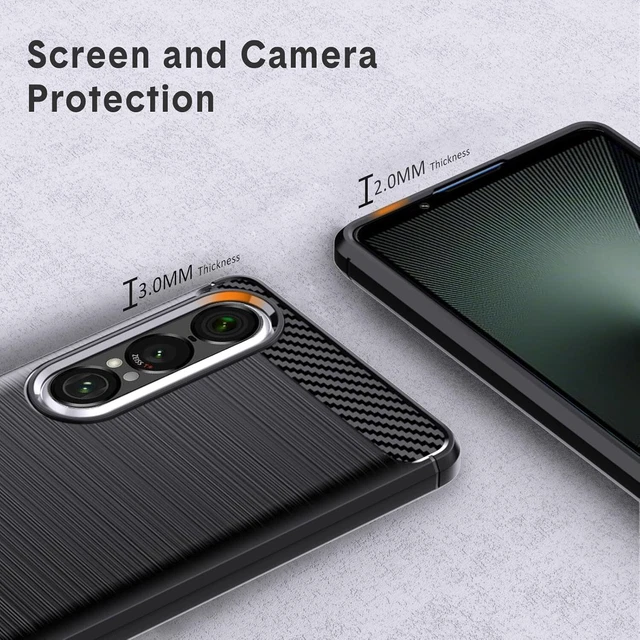 FOR SONY XPERIA 1 VII Case, Carbon Gel Phone Cover Shockproof Black ...