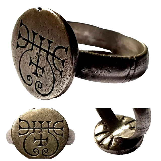 ANTIQUE SILVER SIGIL / Seal Signet Ring / 16th Spirit Great Duke Zepar ...