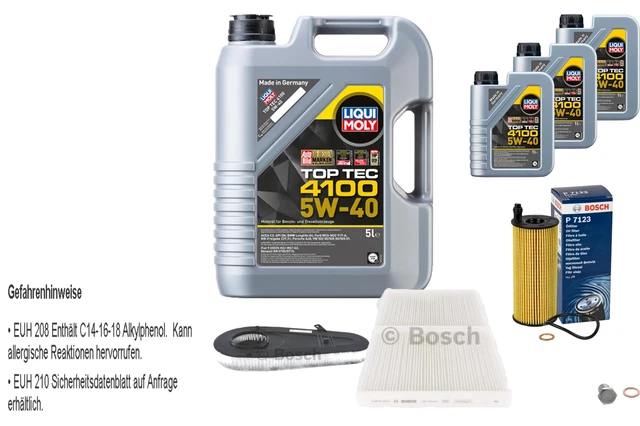 BOSCH INSPECTION SET 8L Liqui Top Moly Tec 4100 5W-40 pour BMW série 5_ Touring EUR 186,87 ...