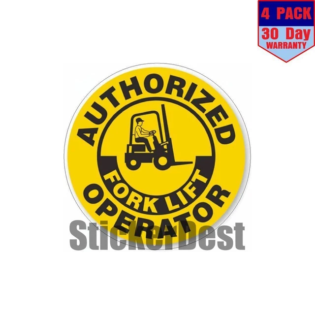 AUTHORIZED FORKLIFT OPERATOR Hard Hat Safety 2 4 pack 4x4 Inch Sticker ...