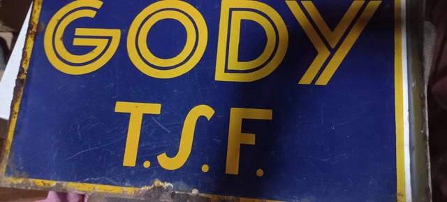 PLAQUE EMAILLEE BIFACE Postes Radio Gody Tsf Annees 20-30 / Original ...