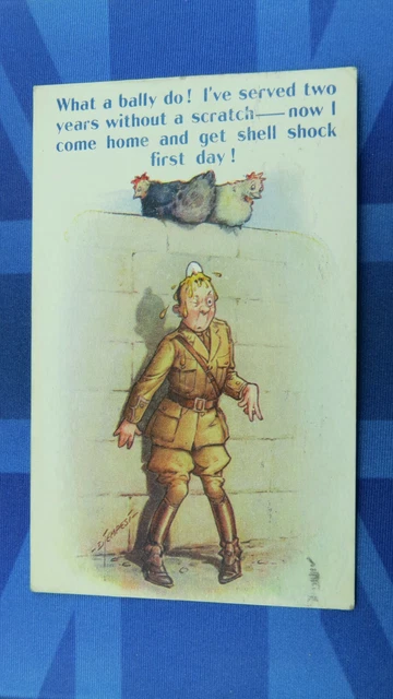 WW1 BAMFORTH MILITARY Comic Postcard 1917 Shell Shock Leave By Doug ...