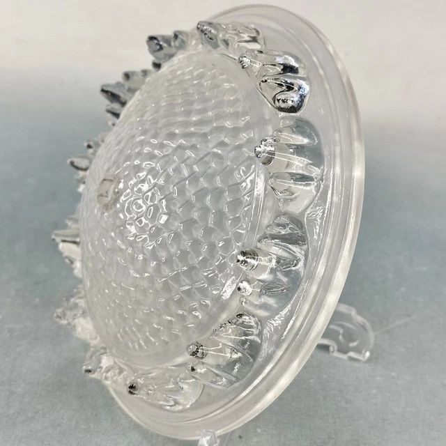 ANTIQUE FRENCH ART Deco Heavy Textured Glass Icicle Light Shade, Ezan ...