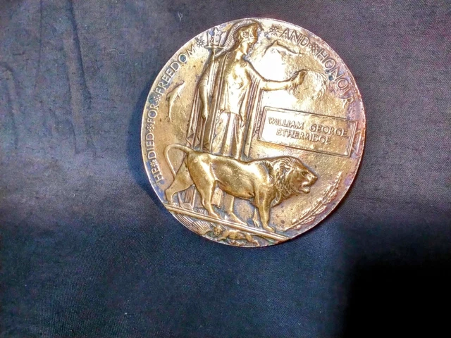 WW1 MEMORIAL DEATH Penny Plaque William George Etherridge £67.00 ...