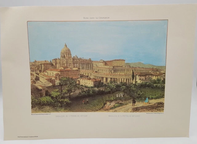 ST. PETER'S BASILICA Rome in its Greatness Lithograph by Felix Benoist ...