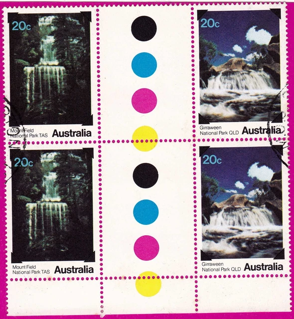 AUSTRALIAN STAMPS - 1979 20c x 4 National Parks CTO Gutter Pairs x 2 ...