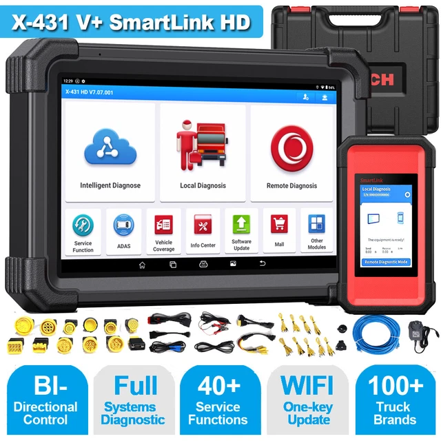 LAUNCH X431 V+ Smartlink HD OBD2 Diagnosegerät Scanner 24V LKW PKW ECU ...