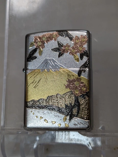 (NEW) ZIPPO MT. Fuji Big Cherry Blossom Plate Silver Lighter Ukiyoe from Japan £64.66 - PicClick UK
