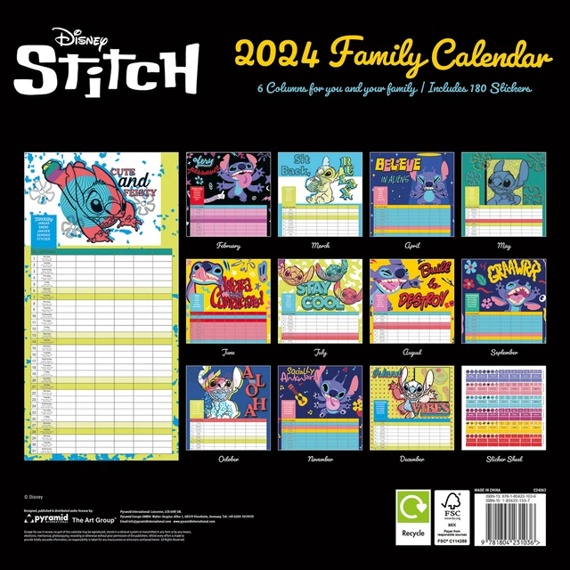 LILO & STITCH - Kalender 2024 Familienplaner - Größe 30x30 cm inkl ...