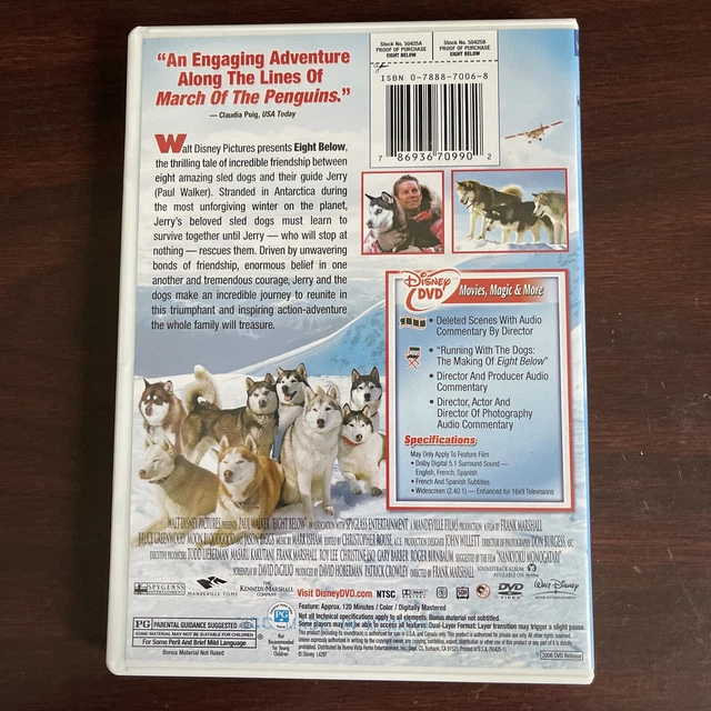DISNEY EIGHT BELOW (DVD, 2006, Widescreen) Paul Walker, Bruce G (Pre ...