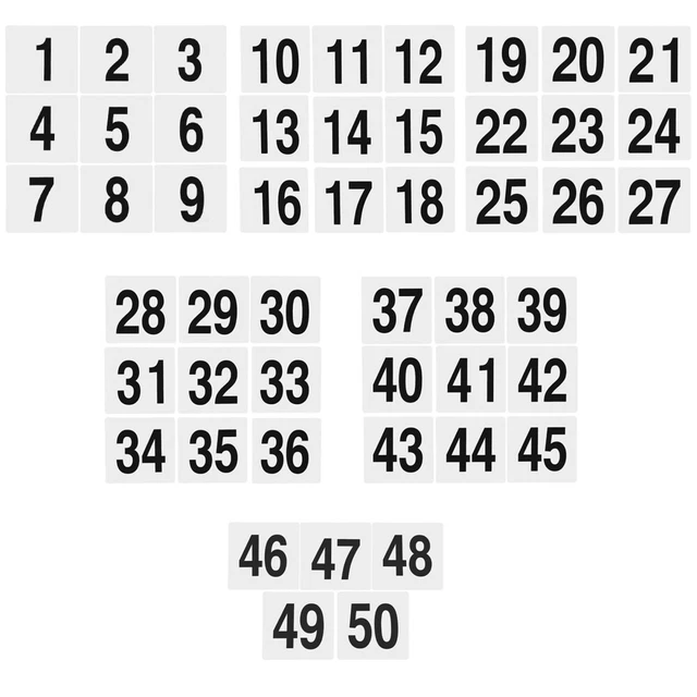PRACTICAL TABLE NUMBER Cards 1-50 Double Side Table Numbers Plastic ...