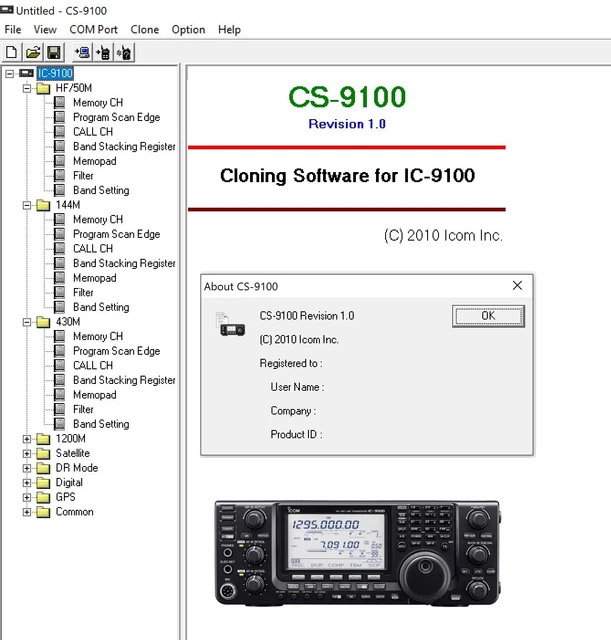 ICOM CS-9100 REV. 1.02 PROGRAMMING AND CLONE SOFTWARE for IC-9100 ...