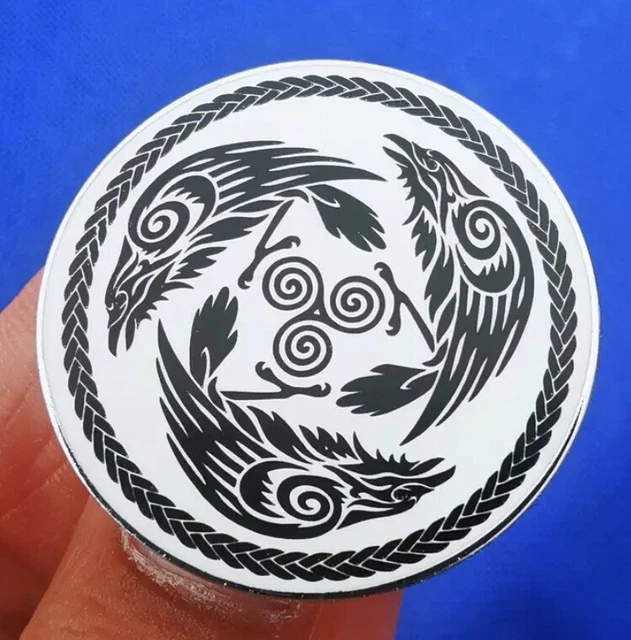 RAVEN CELTIC KNOT Runes Norse Viking Mythology Metal Pin Badge Nordic ...