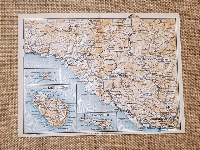 CARTA O CARTINA del 1953 Isola di Linosa Pantelleria Lampedusa Sicilia ...