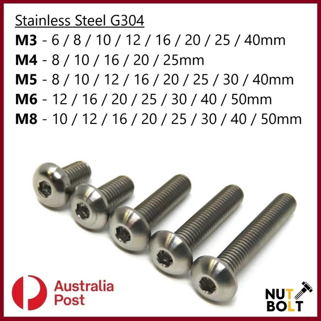 M3 M4 M5 M6 M8 Button Socket Head Bolt s Screw s Allen Stainless Steel A2 G304 $3.00 - PicClick AU