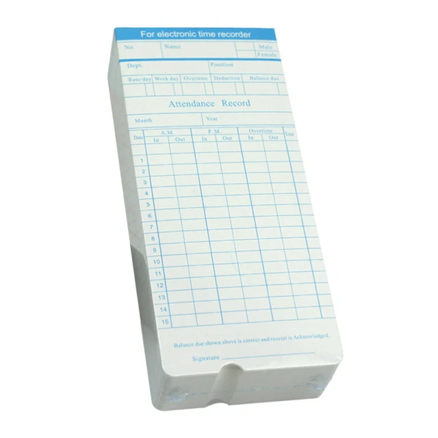 100 SHEETS TIME Record Card Paper Worker Attendance Cards Monthly Clock ...