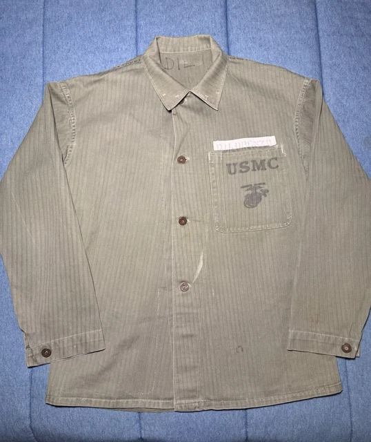 VINTAGE 1940S 50S USMC P41 Named HBT Herringbone Twill Field Jacket ...