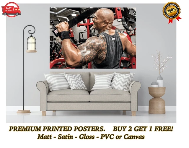 DWAYNE JOHNSON THE Rock Gym Muscle Large Poster Art Print Gift A0 A1 A2 ...