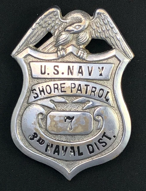 RARE, ORIGINAL VINTAGE/DEFUNCT U.S. Navy Permanent Shore Patrol Badge ...