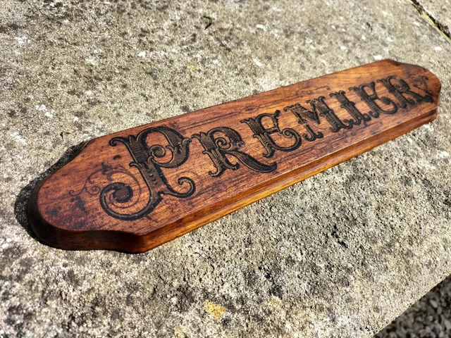 ANTIQUE VICTORIAN EDWARDIAN Hand Painted "PREMIER" Wood Sign Door ...