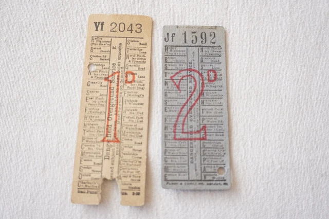 DANGERFIELD OVERGROUND SERVICE Bus Tram Ticket x2 with Period Adverts £ ...