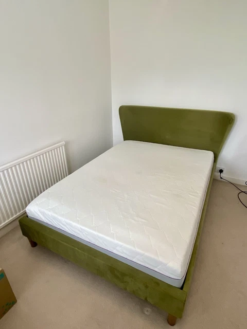 NEXT GREEN VELVET Double Bed Frame and Mattress £260.72 - PicClick UK