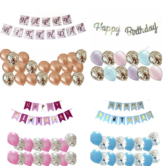 HAPPY BIRTHDAY BALLOONS Banner Bunting Garland Confetti Party ...