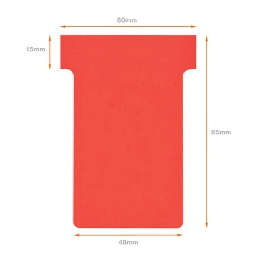 NOBO T-CARDS TAB Top 15 mm W60 x Bottom W48.5 x Full H85 mm Size 2 Red ...