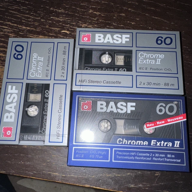 3X BASF CHROME Extra II 60 Cassette Tape OVP Neu Kassetten EUR 30,00 - PicClick DE