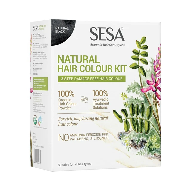 SESA 3 STEP Natural Hair Colour Kit 100% Organic & Ayurvedic 200gm ...