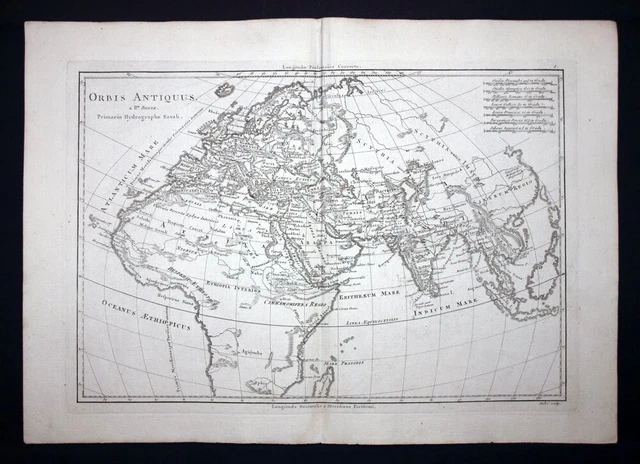 THE ANTIQUE WORLD MAP Ancient Geographic Map 1787 Geographical Map £50. ...