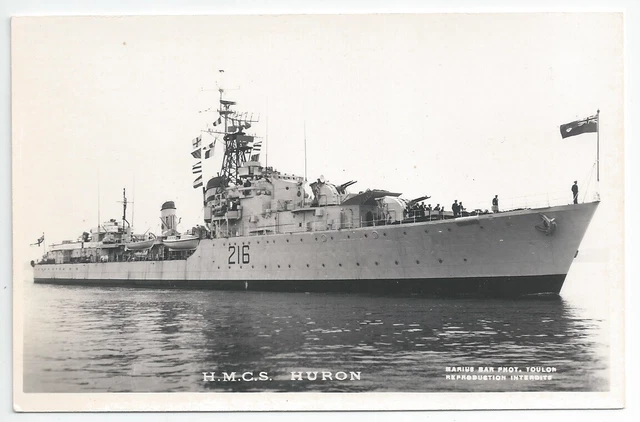 HMCS HURON TRIBAL class Destroyer RCN Royal Canadian Navy Unused RP PC ...