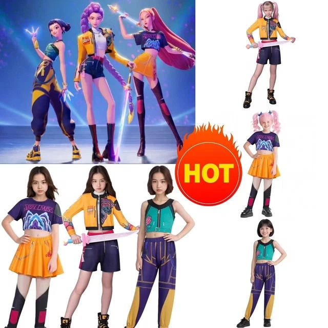 UK KIDS GIRLS KPop Demon Hunters Rumi Mira Zoey Cosplay Costume Fancy Dress Set@ £20.39 ...