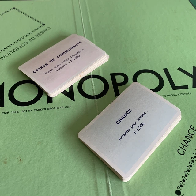 VINTAGE FRENCH MONOPOLY Replacement Chance & Community Chest Cards Miro ...