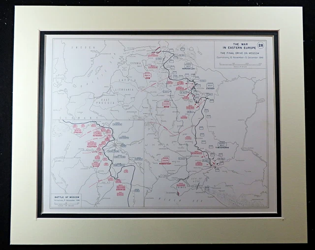 WW2 MILITARY MAP Eastern Front German Operations 1941 Moscow Invasion ...