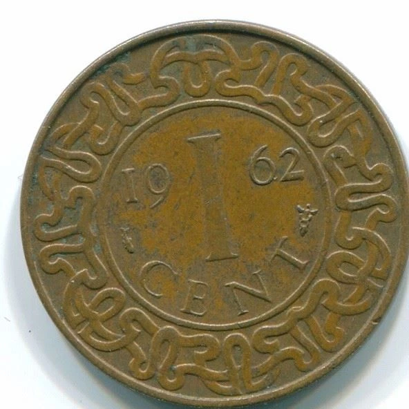 1 CENT 1962 SURINAME Netherlands Bronze Fish Colonial Coin #S10903C $2. ...