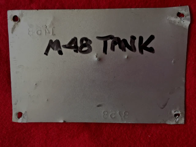 RARE U.S.ARMY M-48A2C #1468 Master Data Plate As Removed From The Tank ...