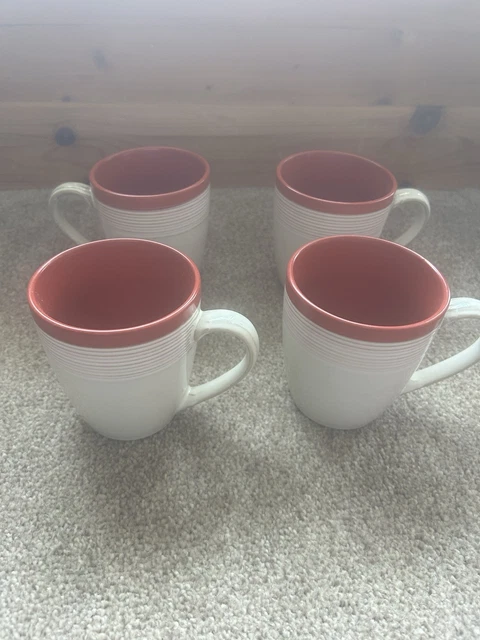 DENBY INTRO ALFRESCO Cherry Red Topped Stoneware Mugs x 4 £26.70 ...