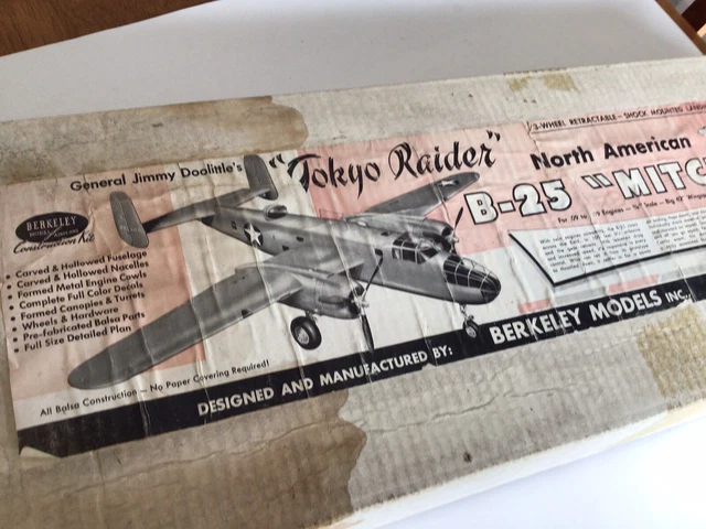 VINTAGE BERKELEY B-25 Mitchell Scale Control Line Gas Model Airplane ...