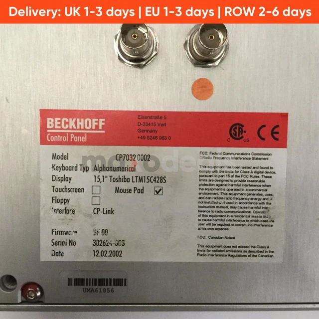 BECKHOFF CP7032-0002-0010 CP-LINK interface control panel 15inch ...