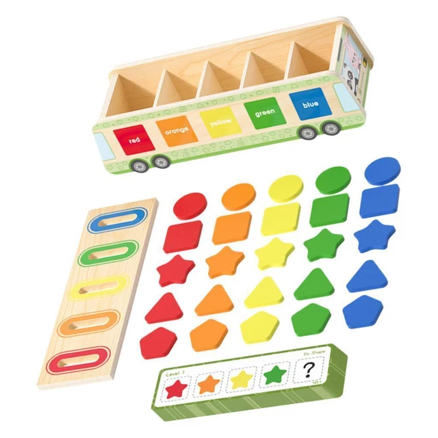 WOODEN COLOR AND Shape Sorting Color and Shape Matching Box for Baby £ ...