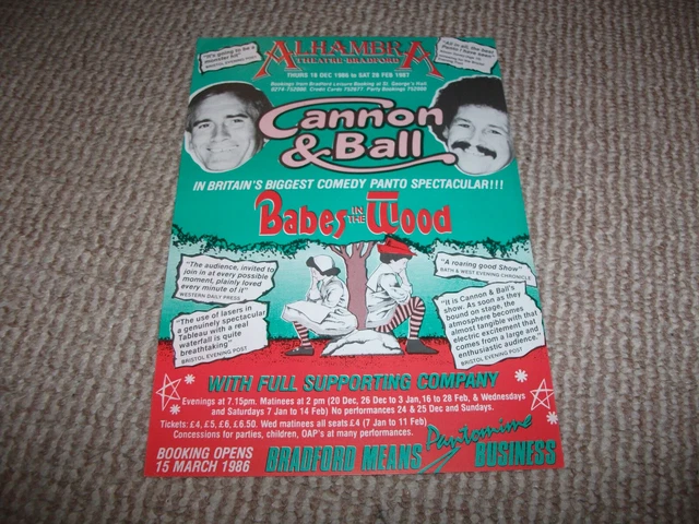 PANTOMIME THEATRE LEAFLET (1986/87, Cannon & Ball, Bobby Ball, Tommy ...