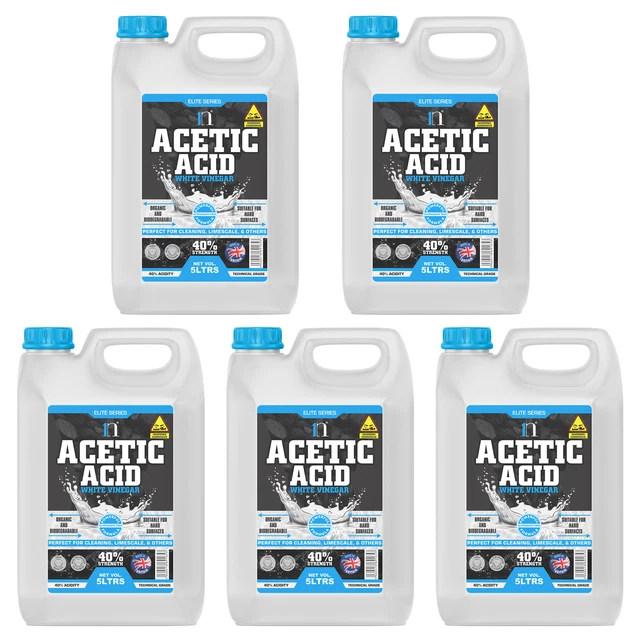 VERY STRONG WHITE Vinegar (40%) Cleaning Limescale Stain Patio 5L X 5 ...