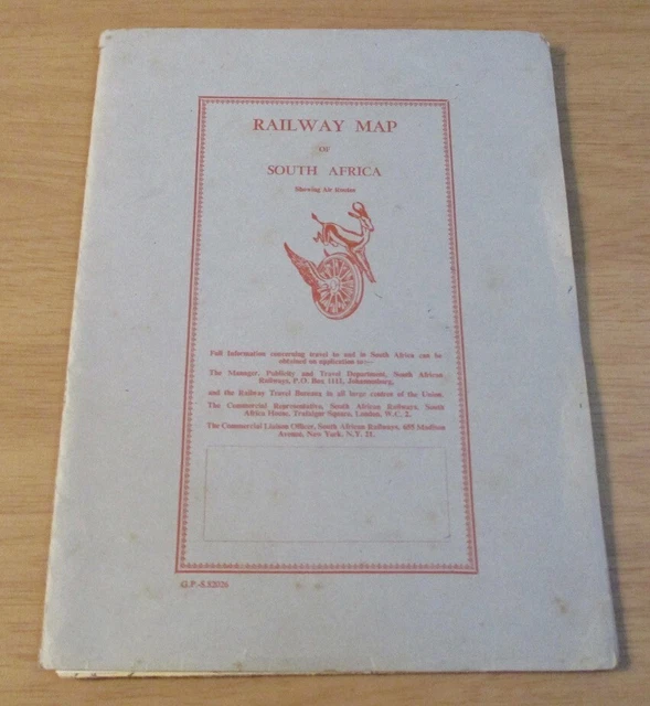 VTG 1950'S 'RAILWAY MAP' of SOUTH AFRICA~Showing AIR Routes~ £15.25 ...