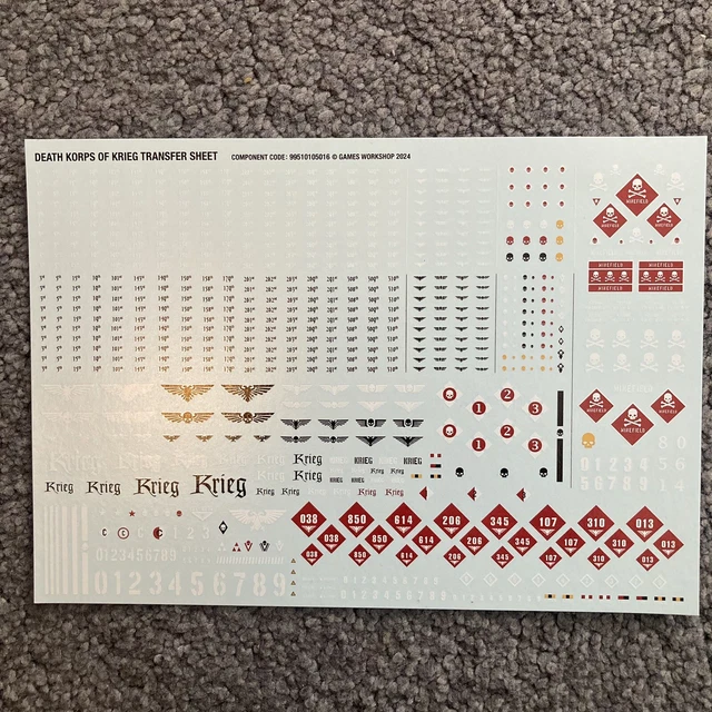 DEATH KORPS OF Krieg Transfer Sheet, 40k Warhammer Transfers Decals ...