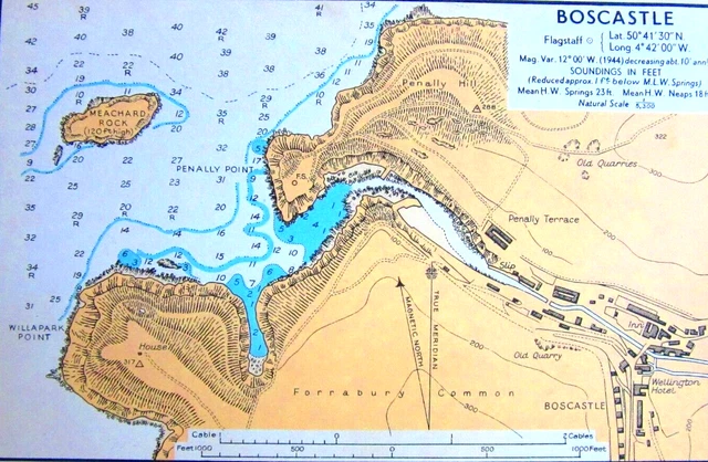 1943 WW2 D DAY Admiralty Map Chart BOSCASTLE CORNWALL ref:76 EUR 16,93 ...