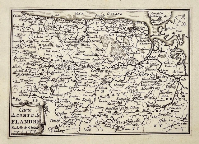 ANTIQUE MAP - Europe - Map of the County of Flanders - Sebastien ...