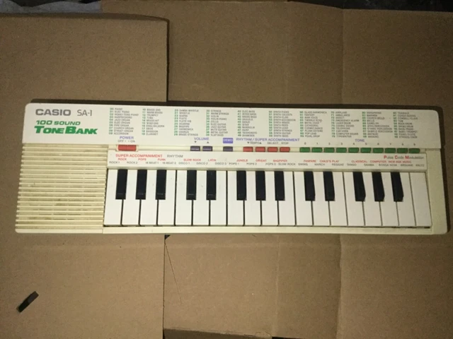 RARE VINTAGE SA-1 CASIO 100 Sound Tone Bank Keyboard Black - Working ...