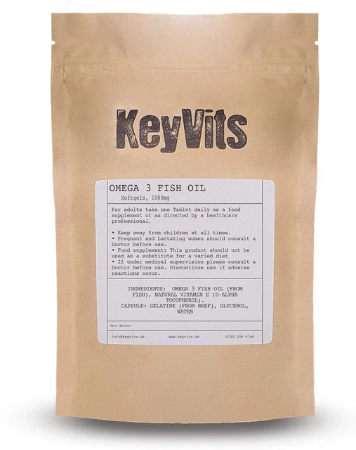 KEYVITS OMEGA 3 Fish Oil 1000Mg, 365 Capsules, High Strength Balanced ...